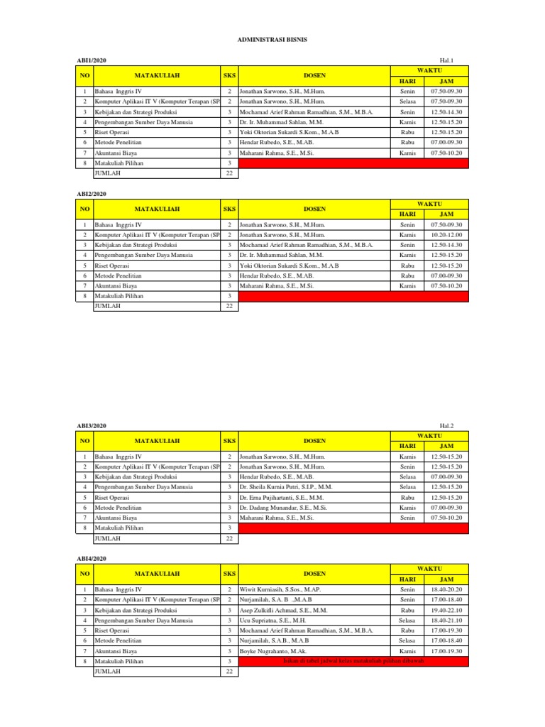Jadwal Perkuliahan Semester Ganjil 2022-2023-2 | PDF