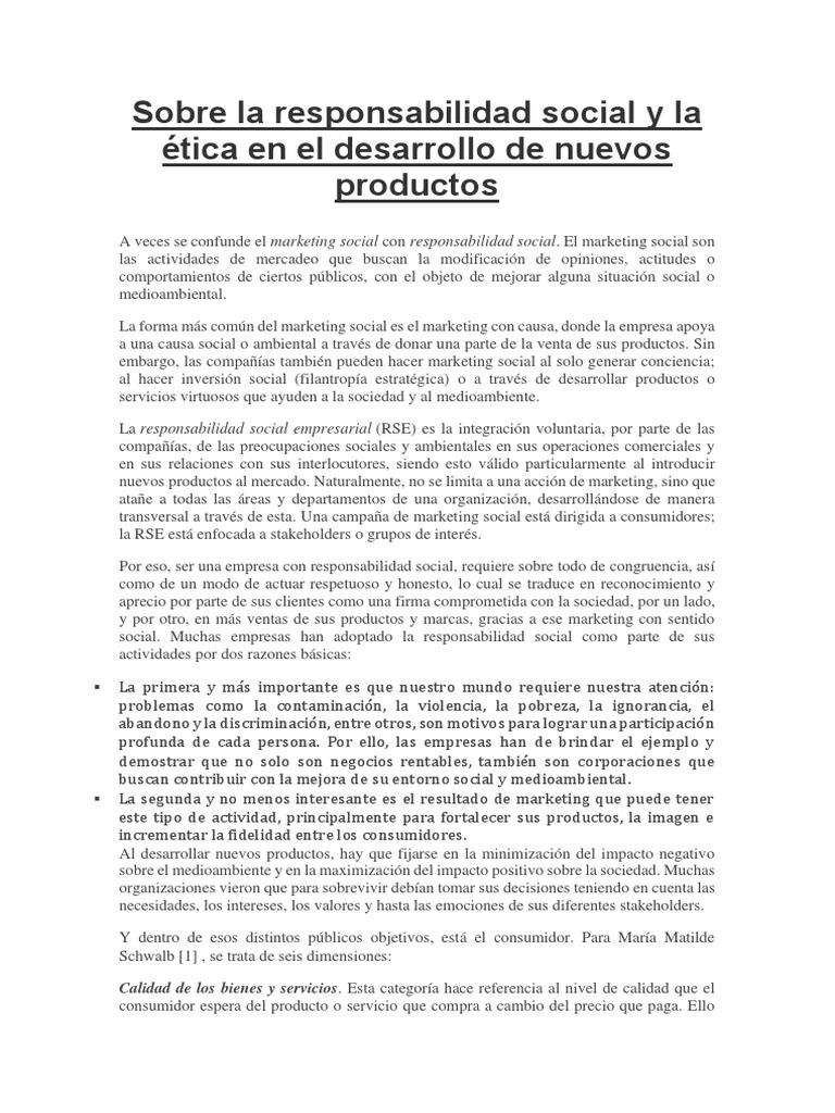 Ética y RSE en Nuevos Productos | PDF | Marketing | Responsabilidad ...