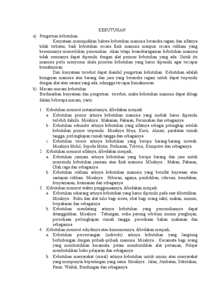 Kebutuhan dan Benda Pemuas | PDF