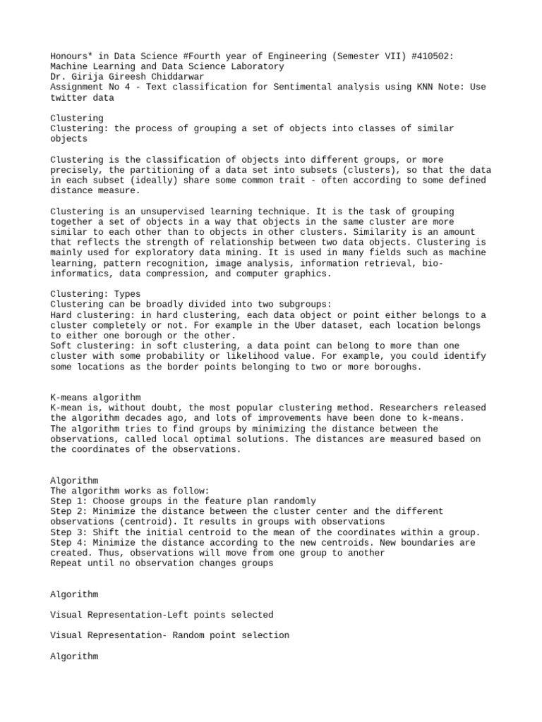 Assignment No 5 K-Means Clustering | Download Free PDF | Cluster Analysis | Cognitive Science