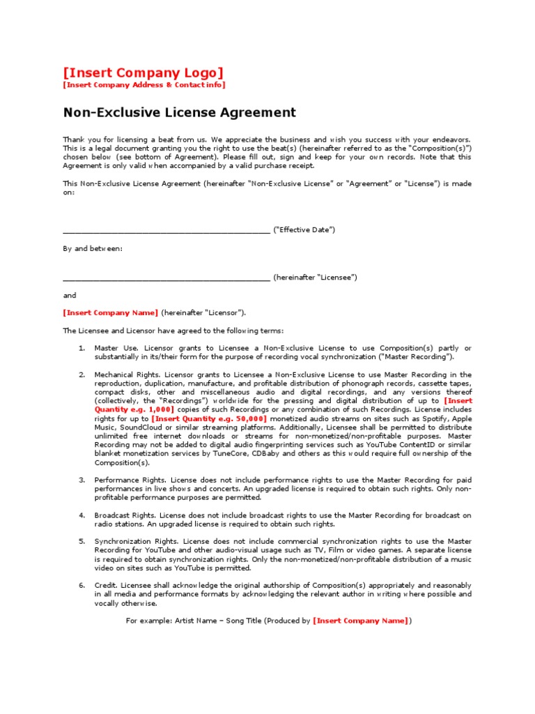 Midi Money - Beat License Template (MAKE A COPY) | PDF | License ...