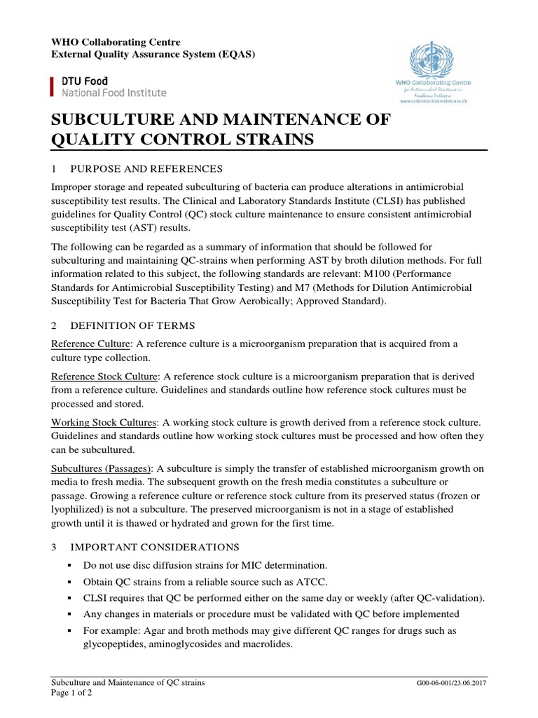 QC Strains: Subculture and Maintenance Guide | PDF | Microbiology