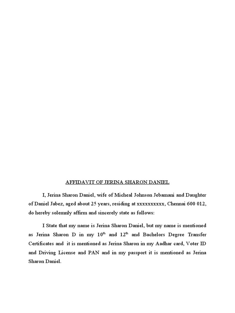 AFFIDAVIT - One and the same person | PDF