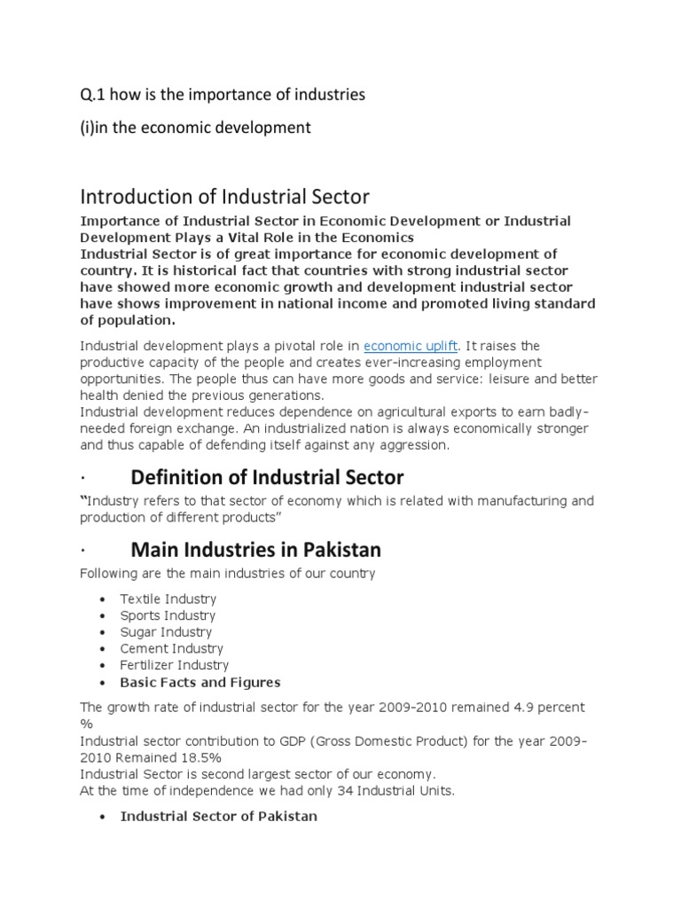 Industrial Sector's Role in Economy | PDF | Gross Domestic Product ...