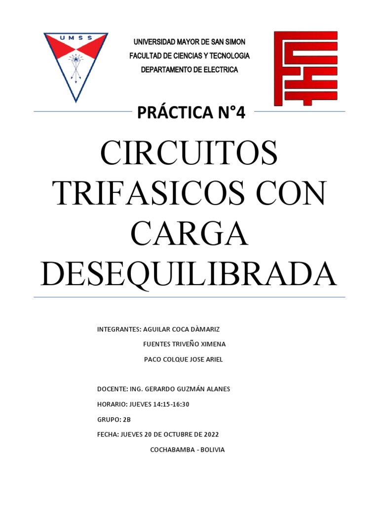 Circuitos Trifasicos Con Carga Desequilibrada | PDF | Corriente eléctrica | voltaje