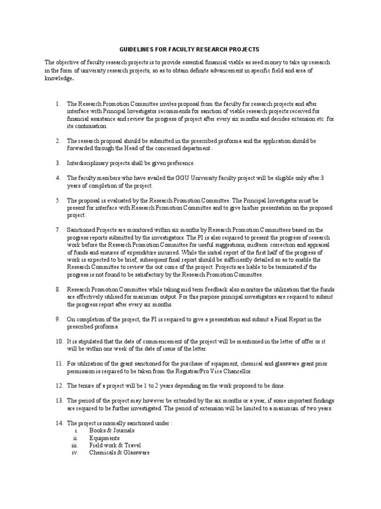 Guidelines For Faculty Research Projects | PDF