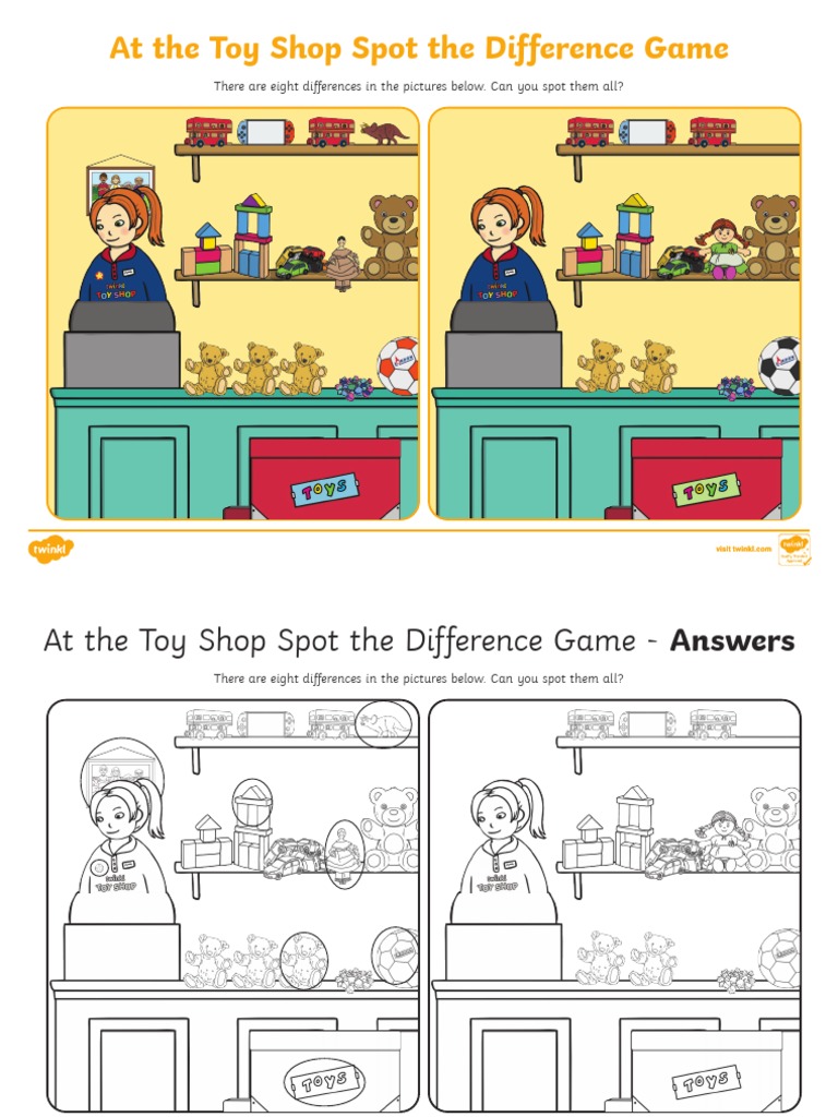 Toy Shop Spot The Difference Activity - Ver - 1 | PDF