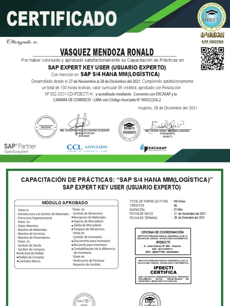 Certificado SAP S/4 HANA MM | PDF | Business