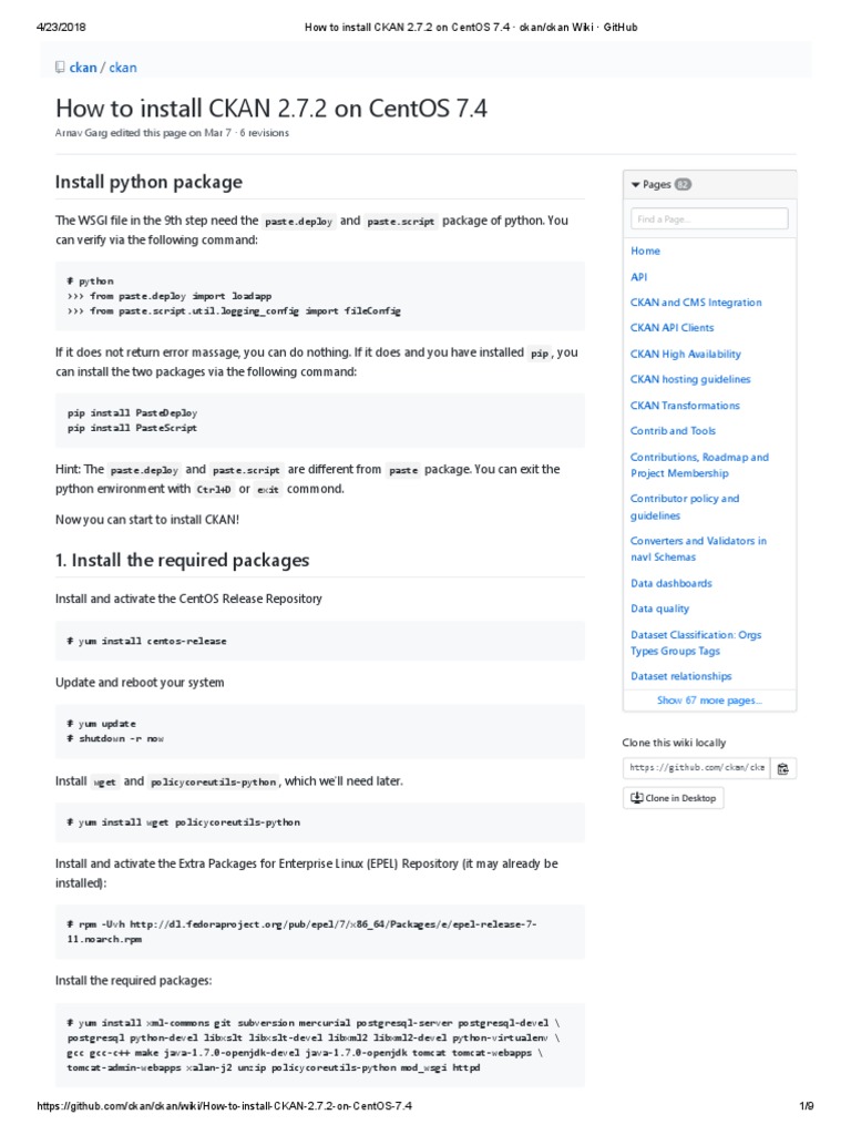 How To Install CKAN 2.7.2 On CentOS 7.4 Ckan - Ckan Wiki GitHub | PDF ...