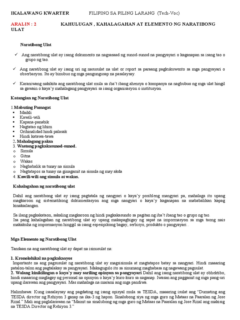 ARALIN 2 FSPL Tech Voc | PDF