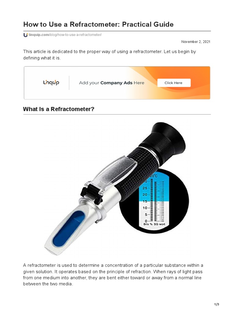How To Use A Refractometer Practical Guide | PDF