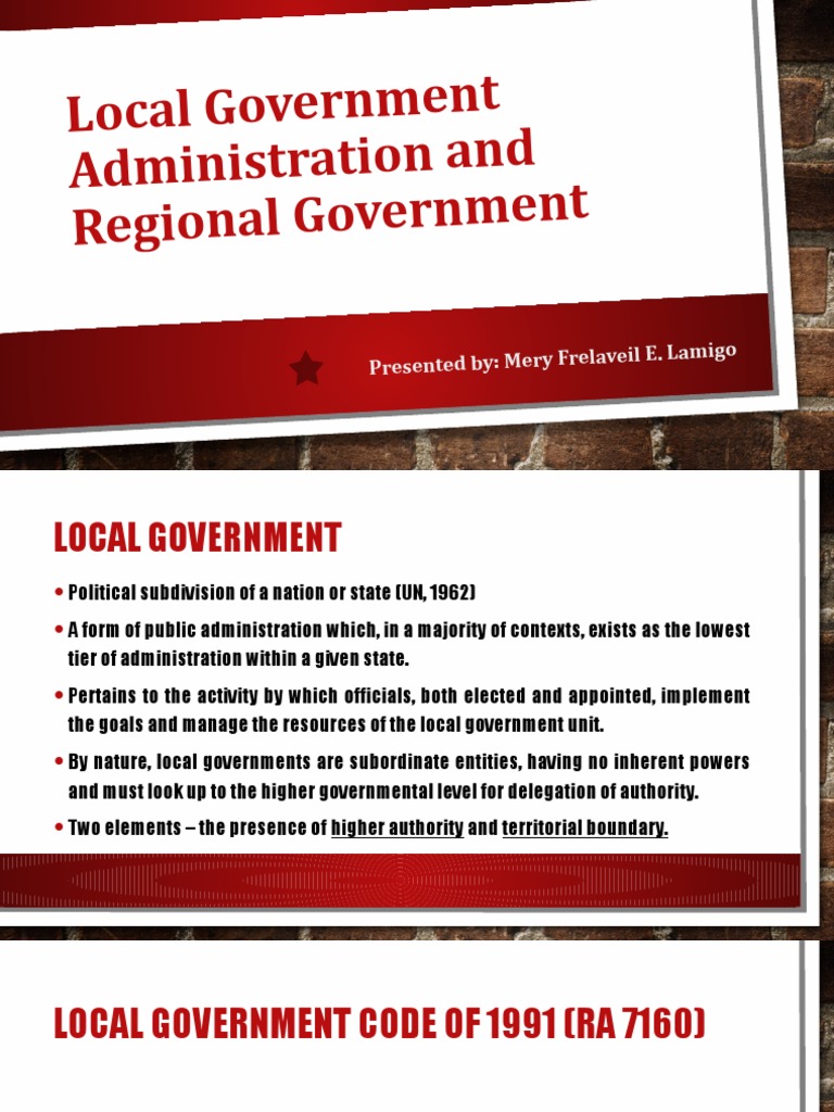 Local Government Administration and Regional Government | PDF ...
