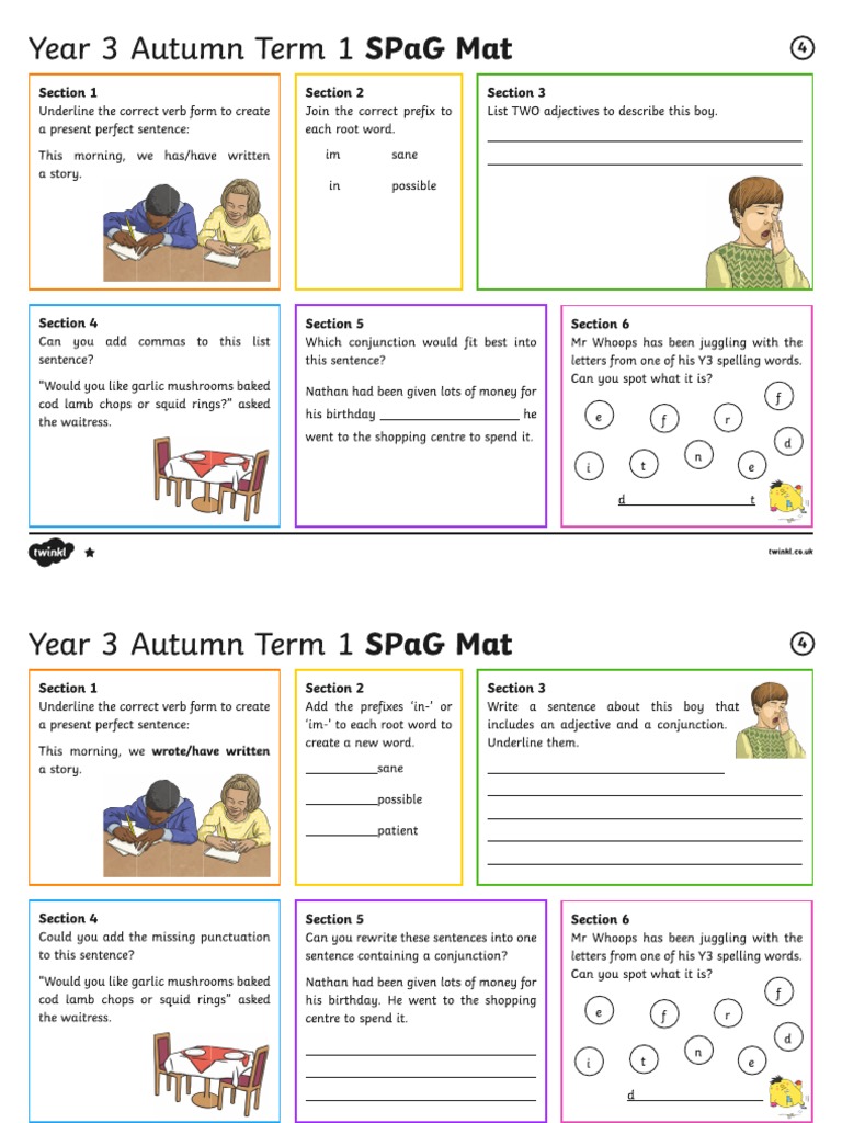 t2 e 2316 Year 3 Autumn Term 1 Spag Activity Mats 4 | PDF