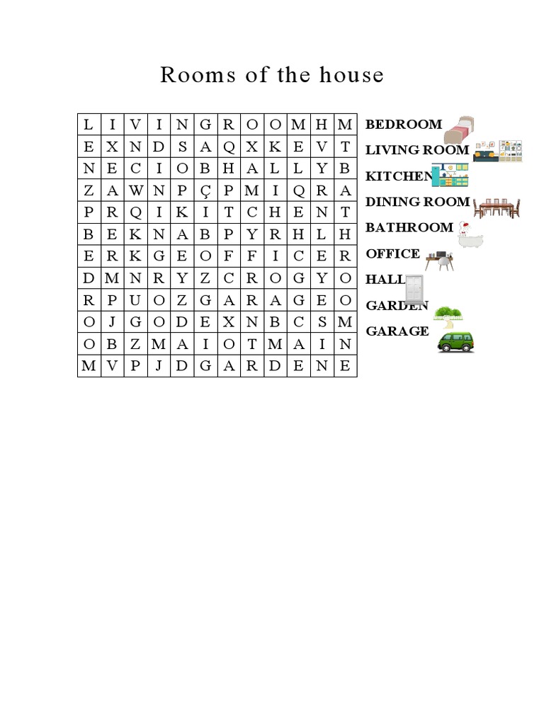 Hidden Words Rooms of The House Intermediate Fun Activities Games ...