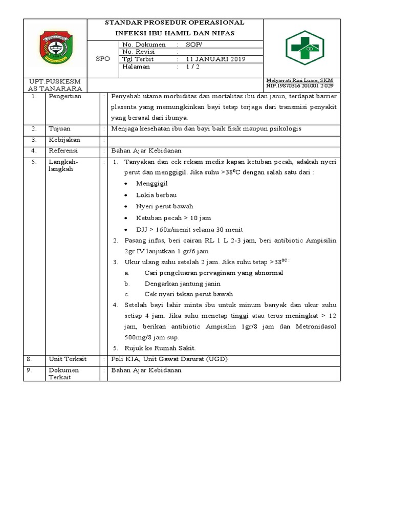 Sop Infeksi Nifas | PDF | Kesehatan Holistik