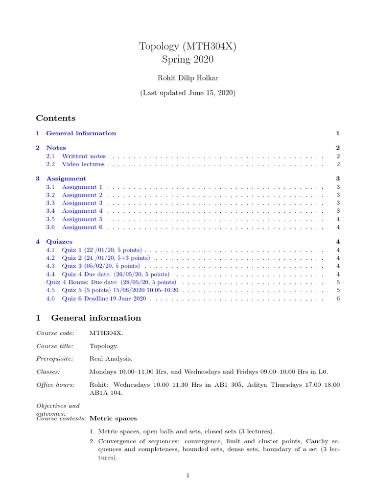 MTH 304 | PDF | Compact Space | Metric Space MTH 304 | PDF | Compact Space | Metric Space