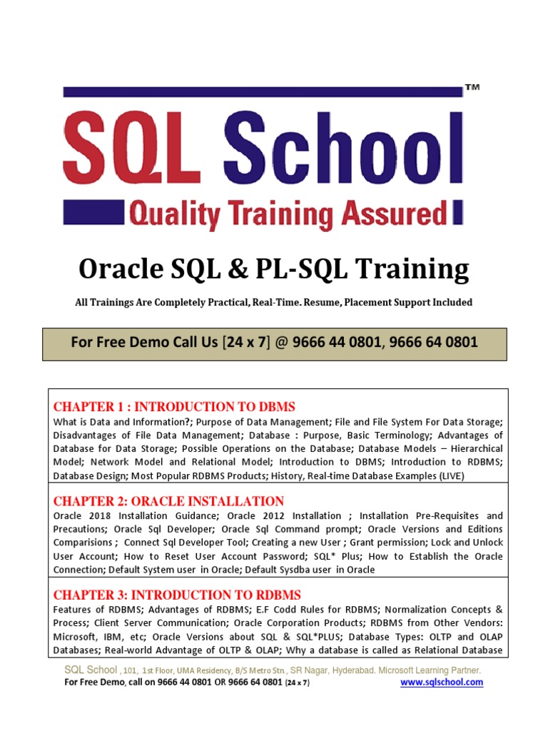 SQL PL SQL Content | PDF | Pl/Sql | Sql