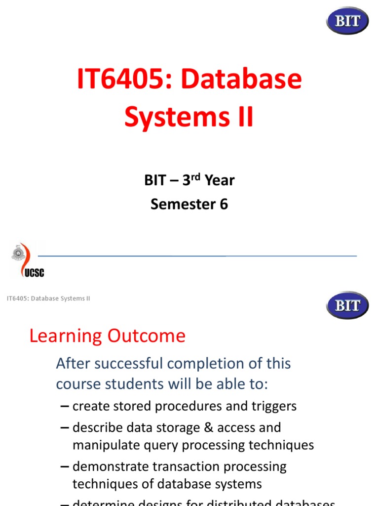 Database Systems - BIT - University of Colombo | PDF | Databases | Subroutine