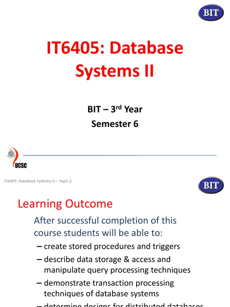 Database Systems - BIT - University of Colombo - Year 3 (Lecture Note 5 ...