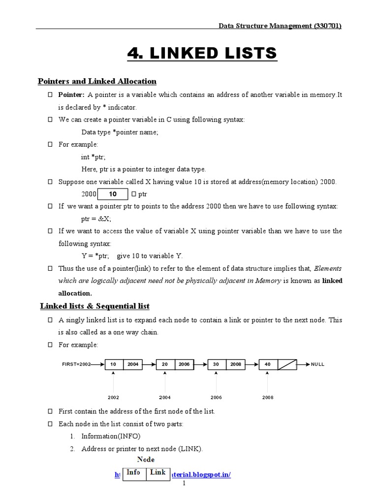 Linked Lists Download Free Pdf Pointer Computer Programming Information Technology
