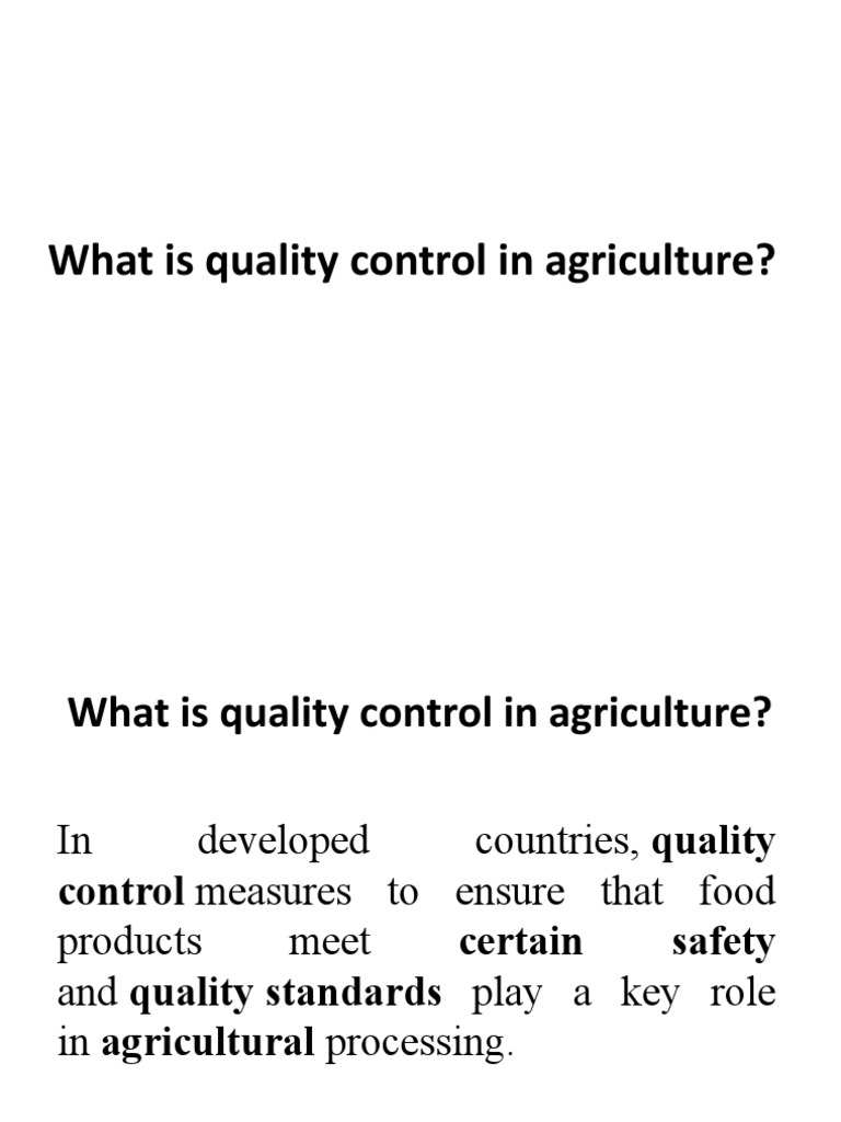 What Is QC in Agriculture | PDF | Quality Assurance | Economies