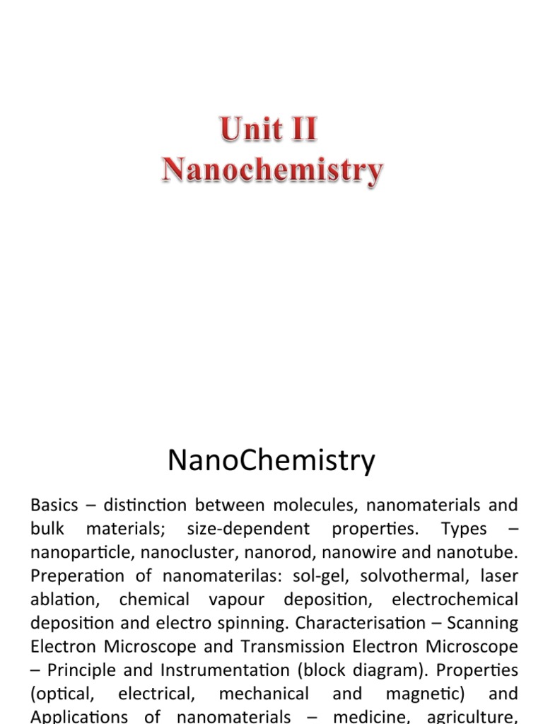 Nanochemistry 1 | PDF