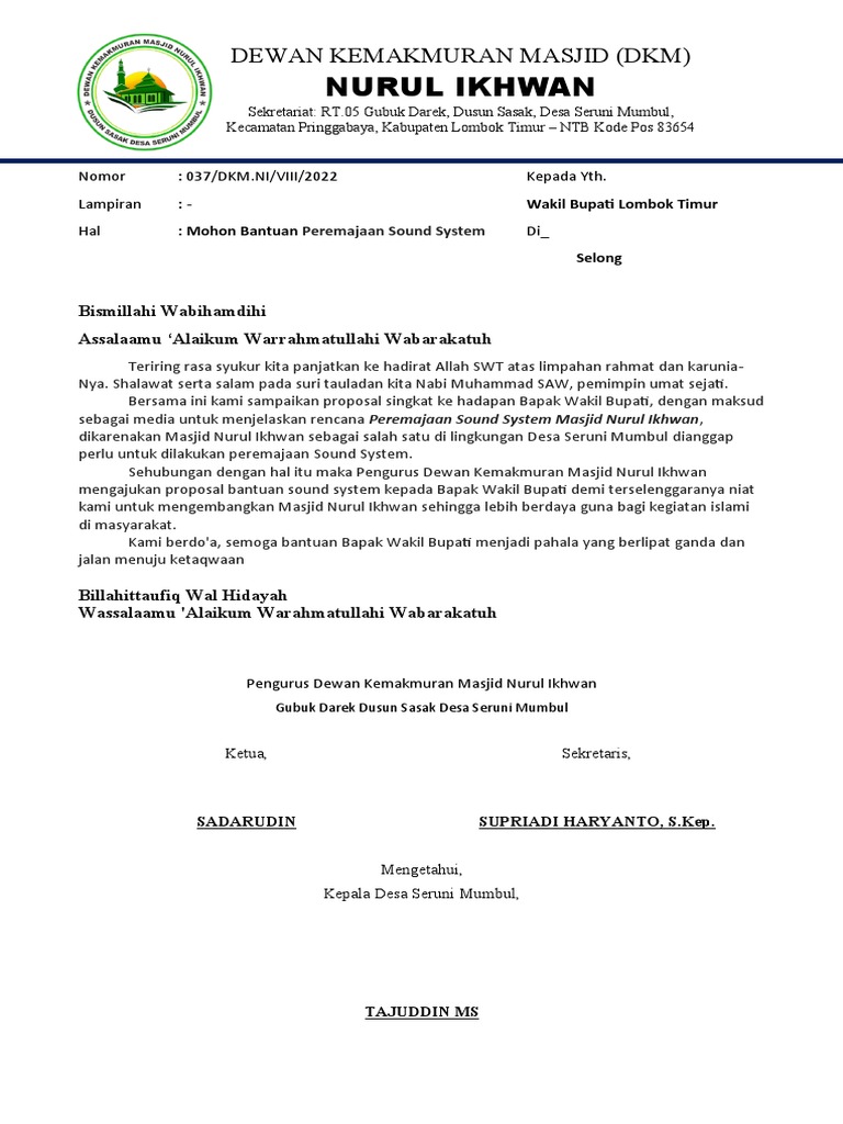 Proposal Bantuan Sound System | PDF