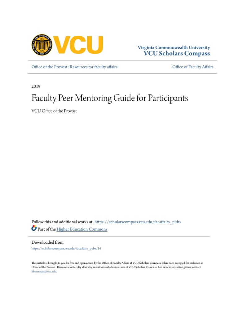 Faculty Peer Mentoring Guide For Participants Download Free Pdf