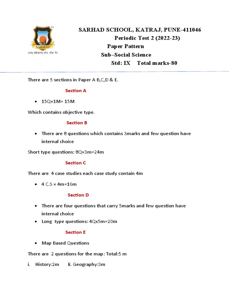 SS 10th Paper Pattern | PDF
