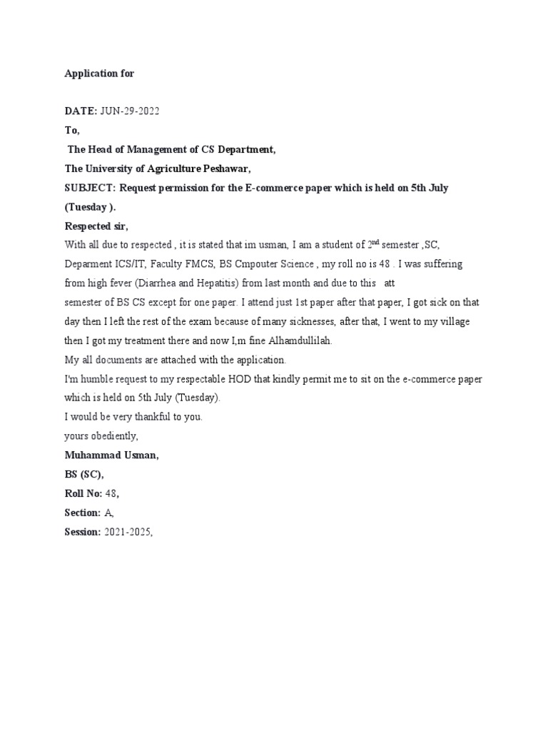 Application For Hod | PDF