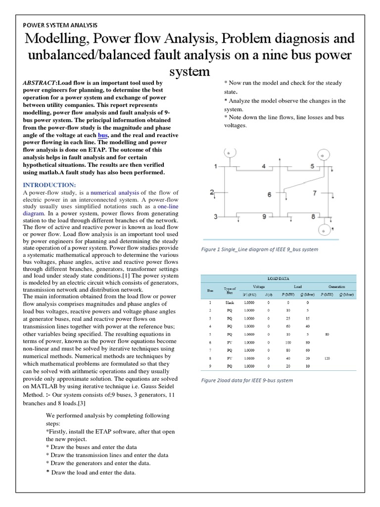 Load Flow Analysis of IEEE 9 Bus System On ETAP | PDF | Electricity | Electromagnetism