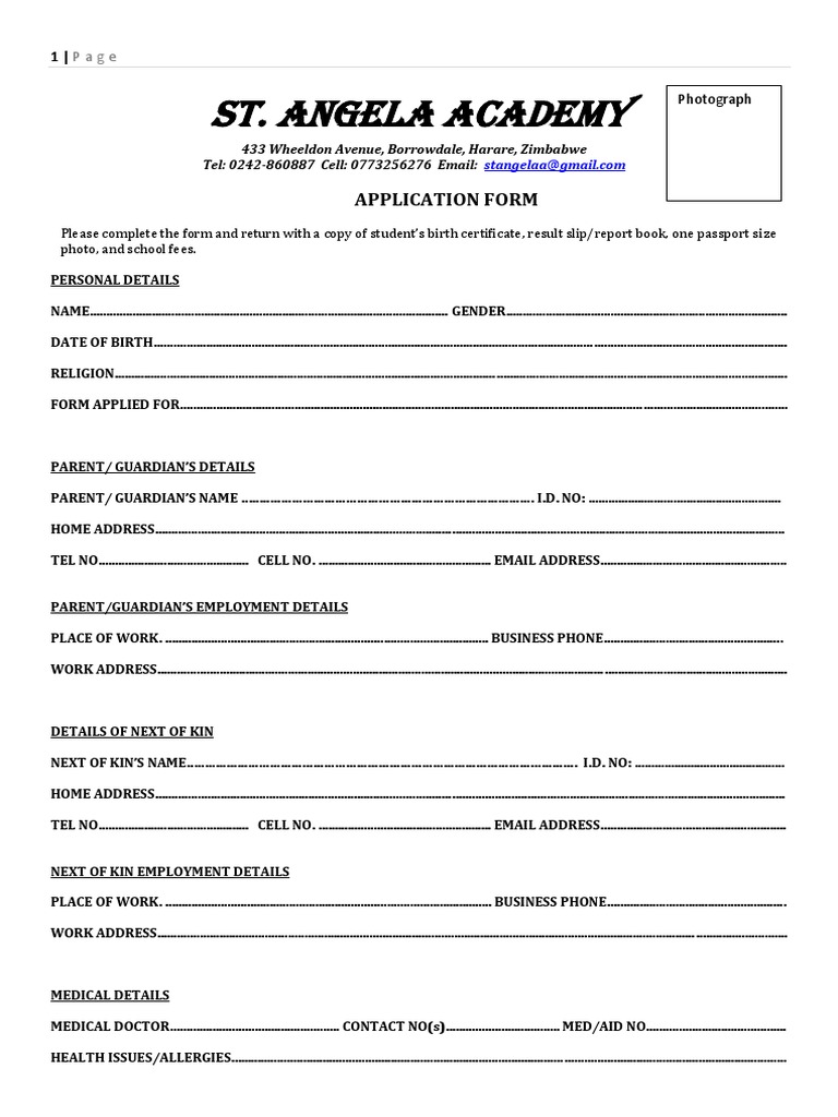 ST Angela Combined Application Form and Requirements-1 | PDF | Tuition ...