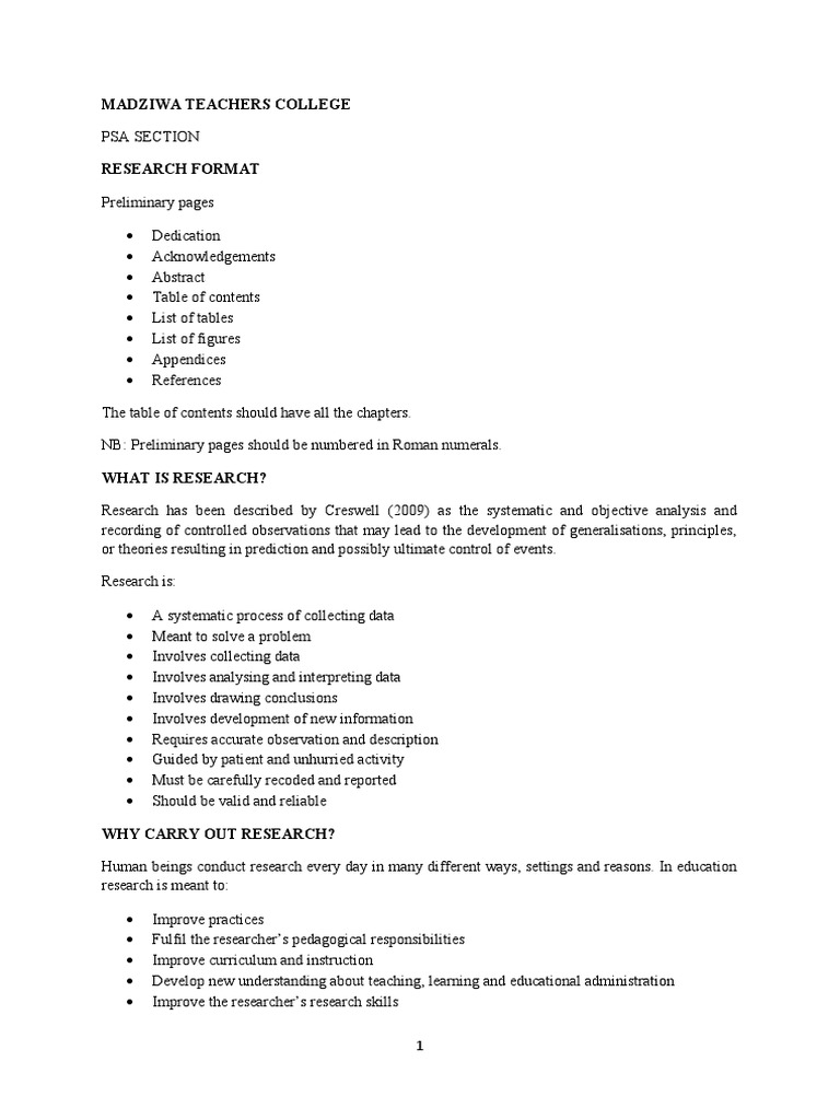 Madziwa Teachers College Research Guide For Students BBBB | PDF ...