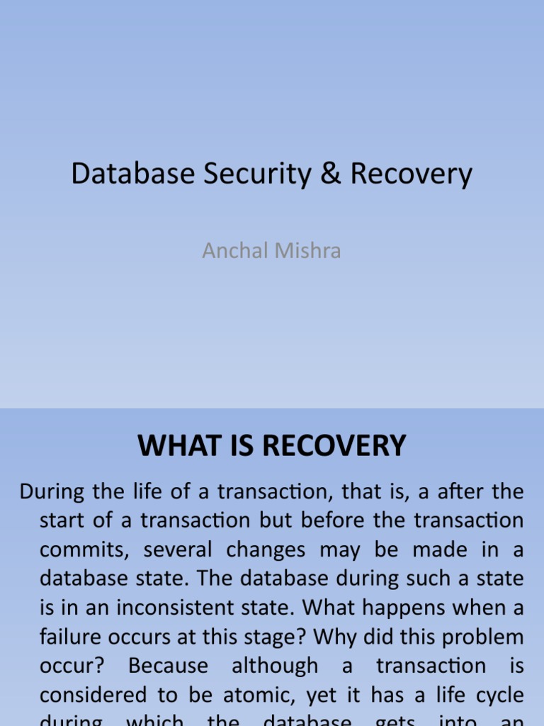 Database Security & Recovery | PDF | Databases | Database Transaction Database Security & Recovery | PDF | Databases | Database Transaction