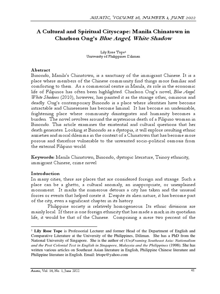 A Cultural and Spiritual Cityscape: Manila Chinatown in Charlson Ong's ...