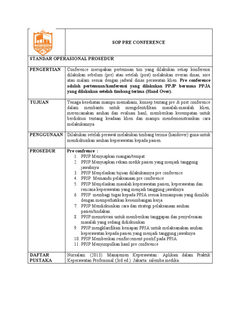 Sop Pre Dan Post Conferent-1 | PDF