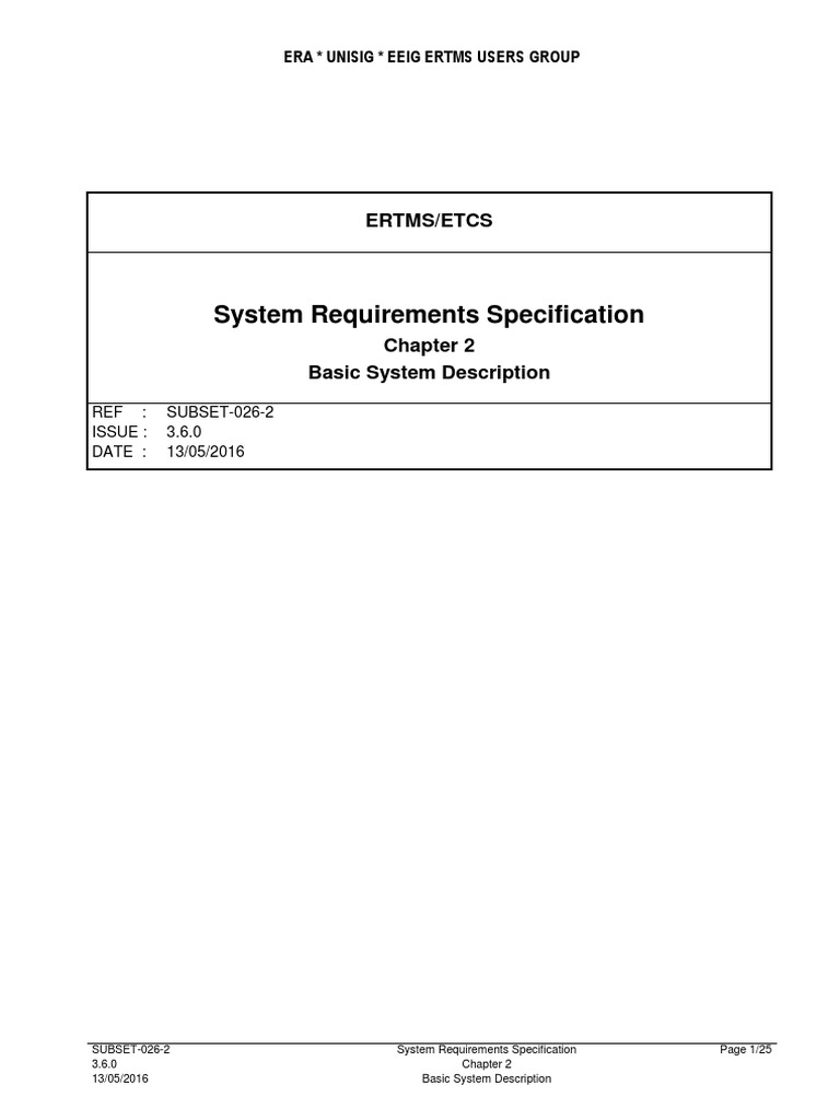 Basic System Description and Architecture of the ERTMS/ETCS Railway ...