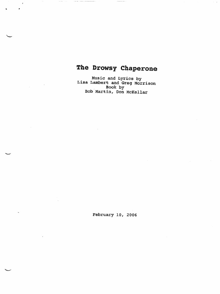 The Drowsy Chaperone Script | PDF