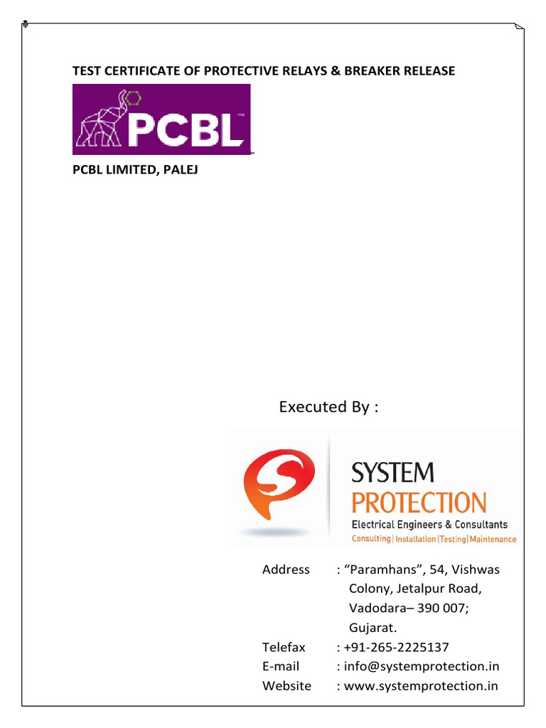 Draft Report - PCBL LTD, Palej 17.07.2022 | PDF | Relay | Voltage