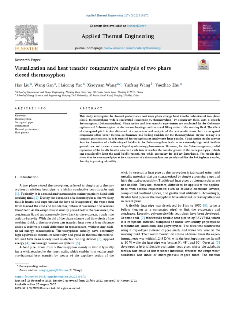 2022 - IJHMT - Liu - Visualization and Heat Transfer Comparative ... 2022 - IJHMT - Liu - Visualization and Heat Transfer Comparative ...
