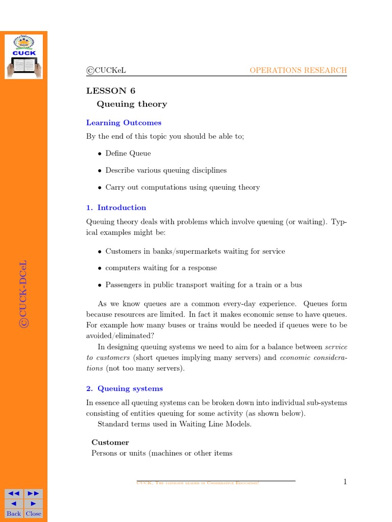 Queuing Notes Pdf Applied Mathematics Statistical Theory
