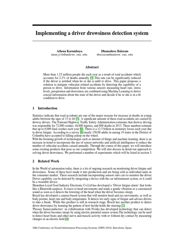 Implementing A Driver Drowsiness Detection System | PDF | Traffic Collision | Computer Science