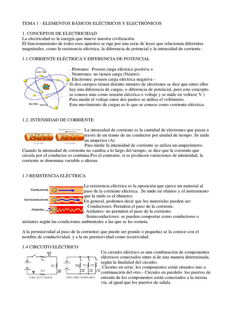 Resumen Tema 1 Componentes Eléctricos de Un Ordenador | PDF | Corriente ...