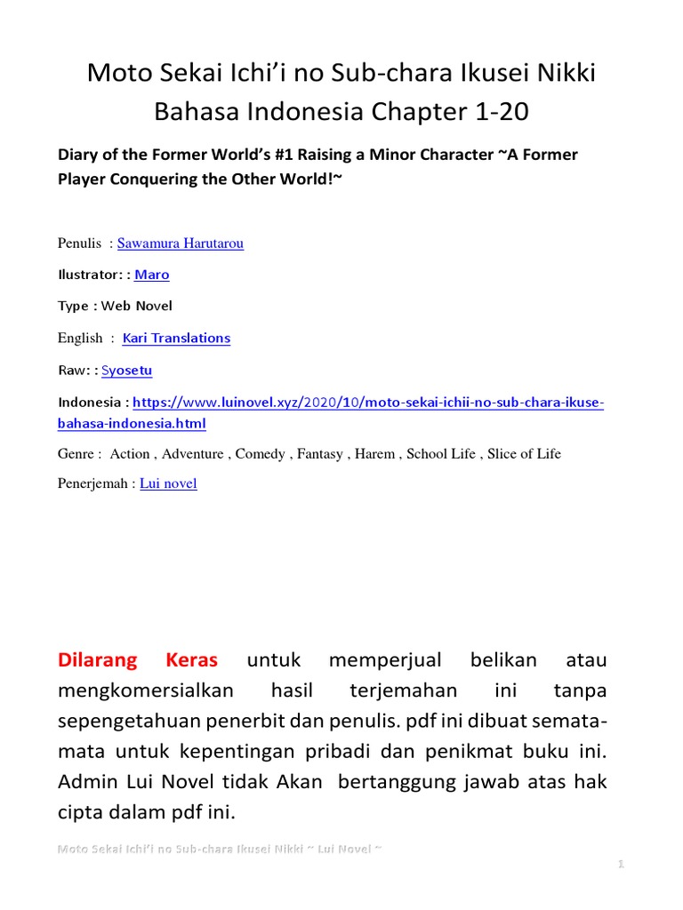 Moto Sekai Ichi Chap-1-20 LuiNovel | PDF | Fiksi Misteri, Thriller, & Kejahatan | Fiksi Umum