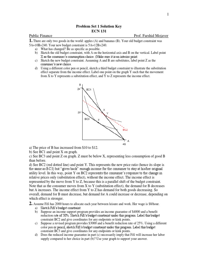 Problem Set 1 Solution Key ECN 131 | PDF | Labour Economics | Microeconomics