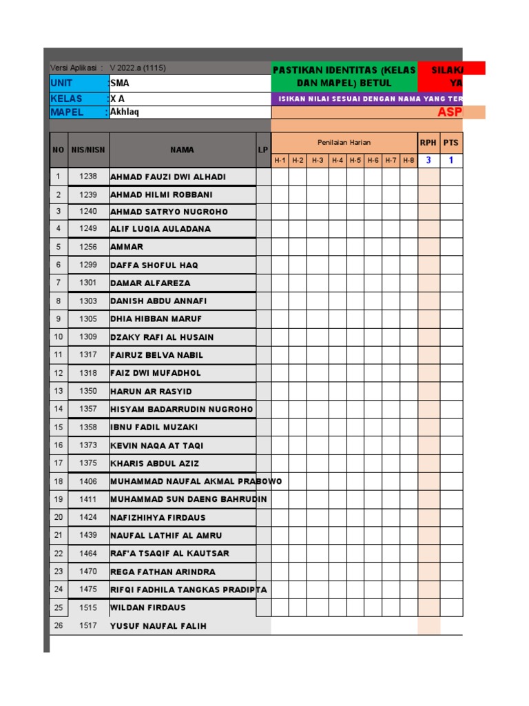 Input Nilai Mapel | PDF Input Nilai Mapel | PDF