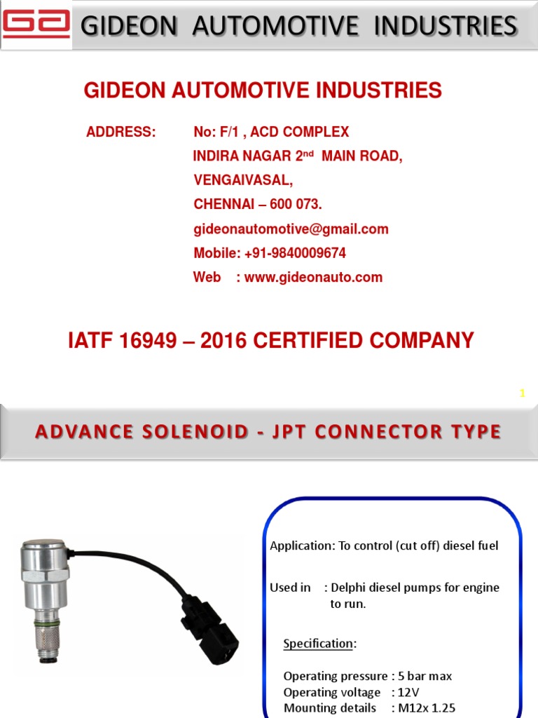 Product Catalogue All Types of Solenoid Delphi | PDF | Diesel Engine ...