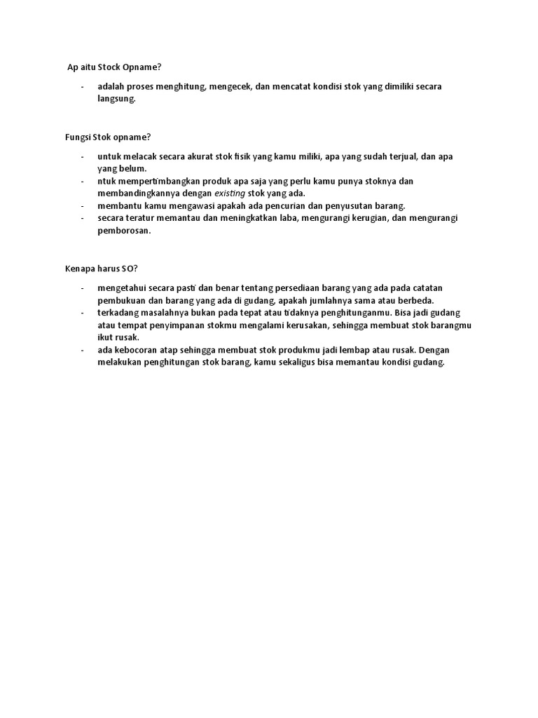 Ap Aitu Stock Opname | PDF