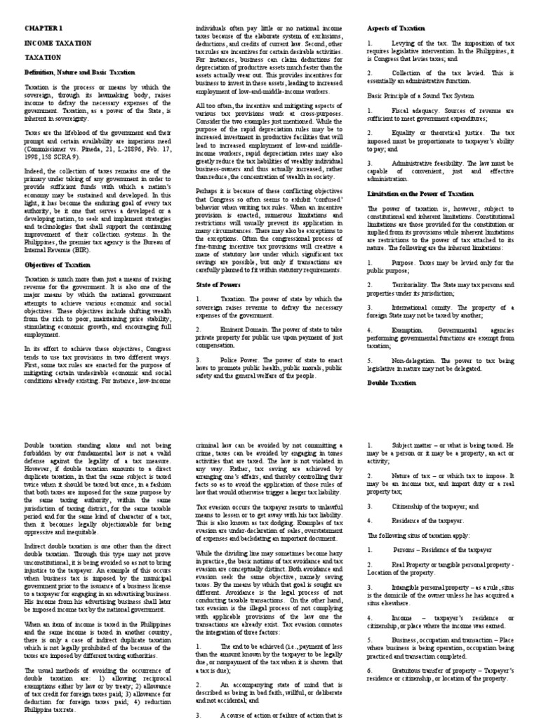 Income Taxation Reviewer | PDF | Taxes | Tax Deduction