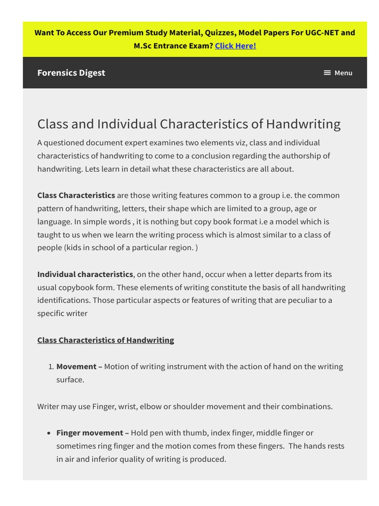 Handwriting Characteristics in Forensics | PDF | Letter Case | Angle